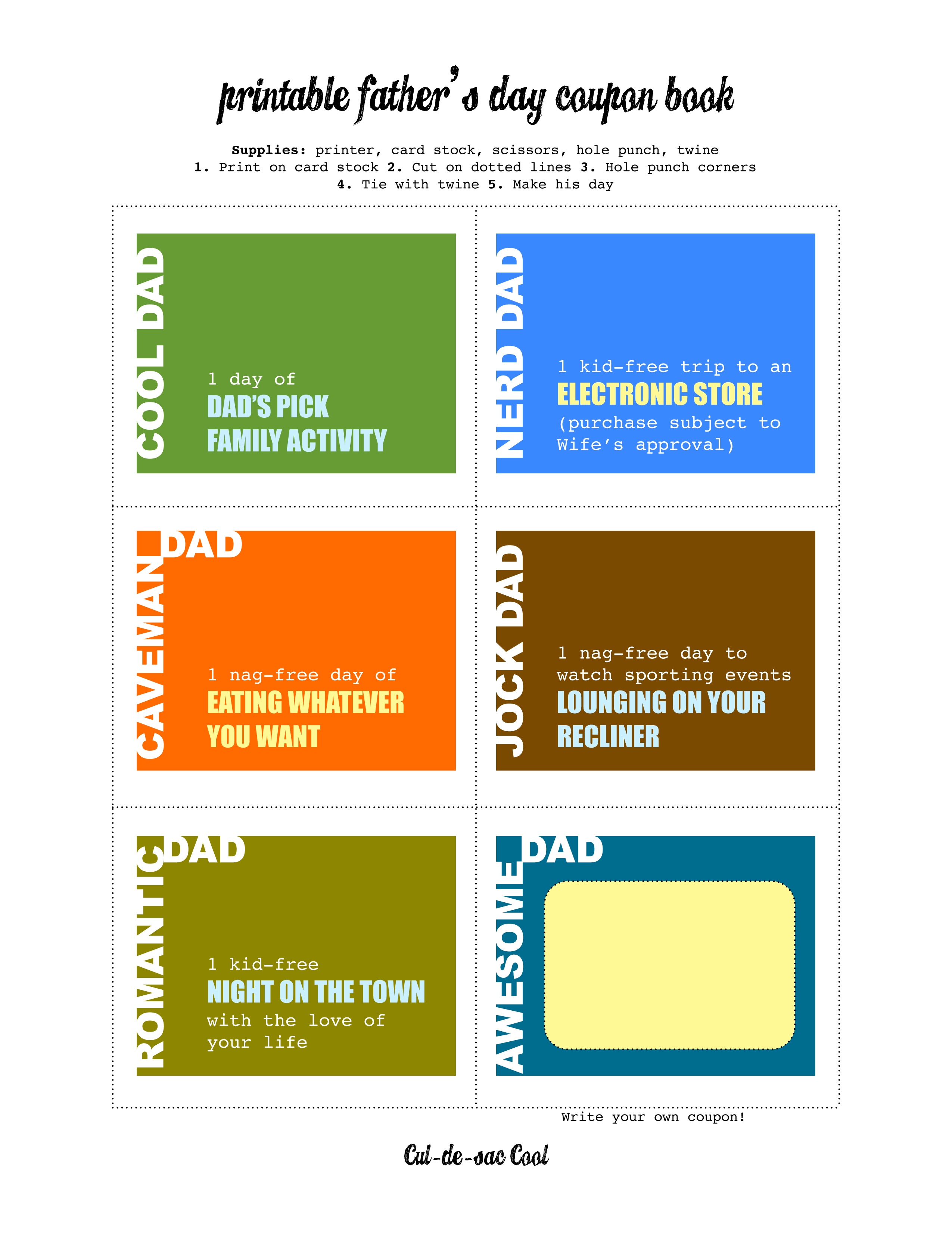 DIY Printable Father's Day Coupon Book