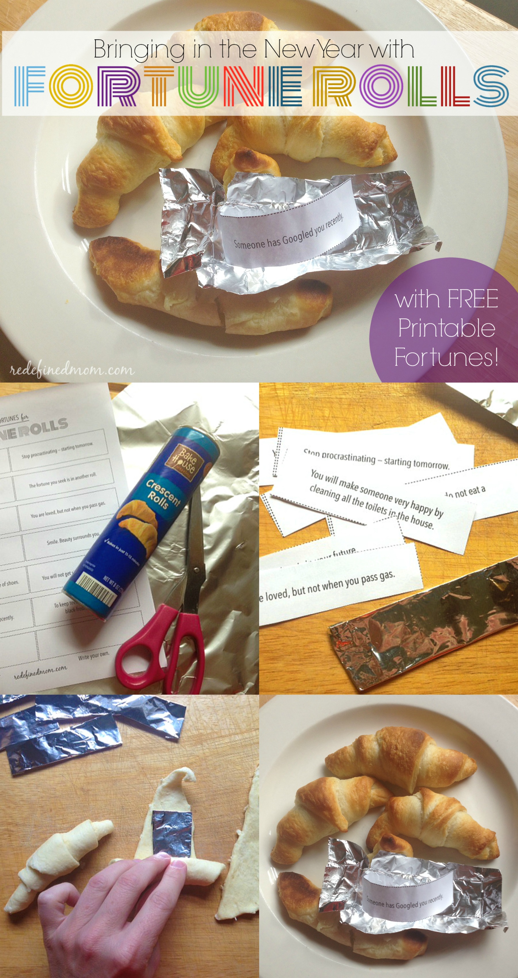 New Year Fortune Crescent Rolls with Free Printable Fortunes