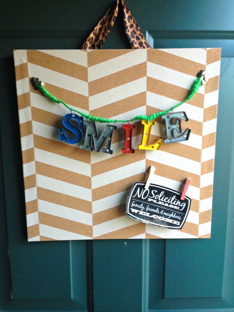 Easy DIY Chevron Cork Board Sign
