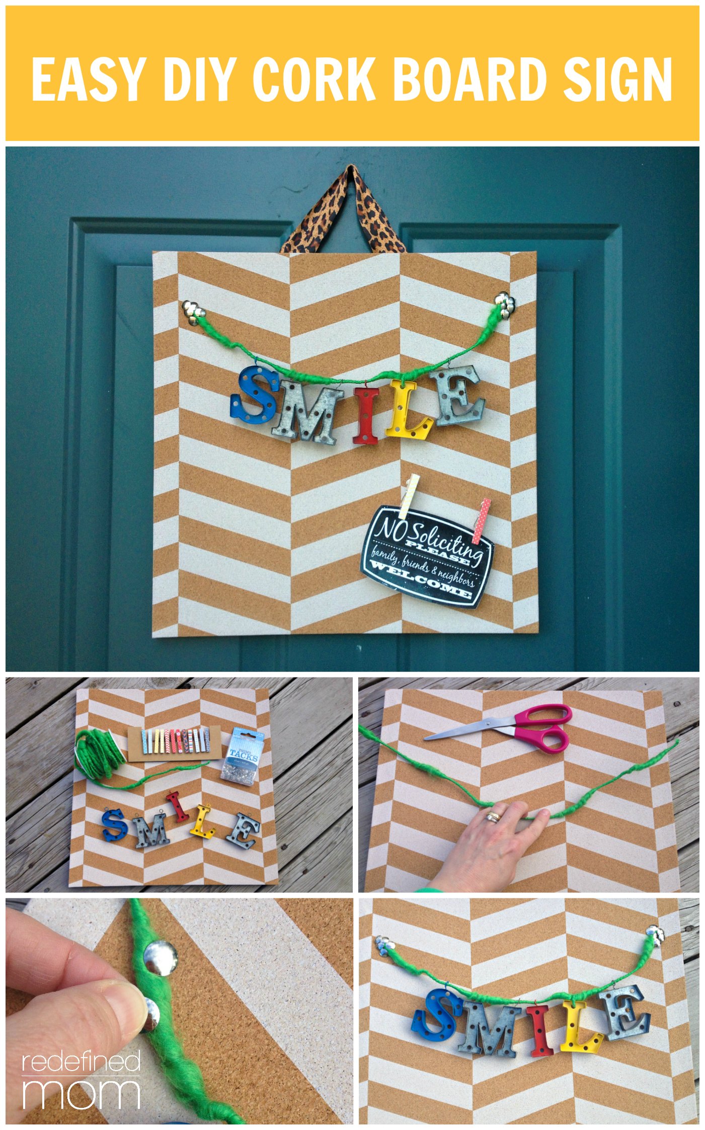 Easy DIY Chevron Cork Board Sign
